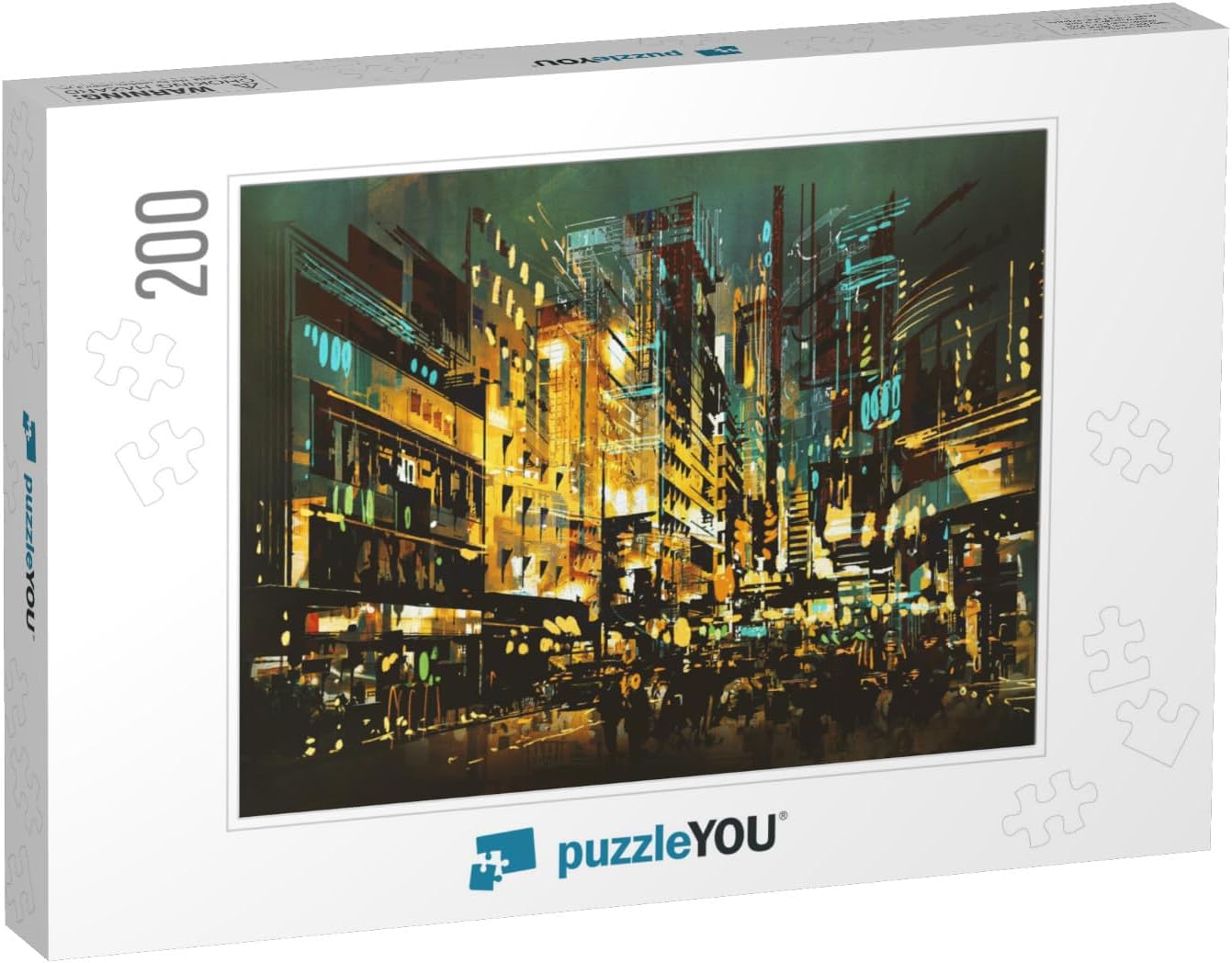 Amazon.com: Night Scene Cityscape, Abstract Art Painting, Illustratio ...