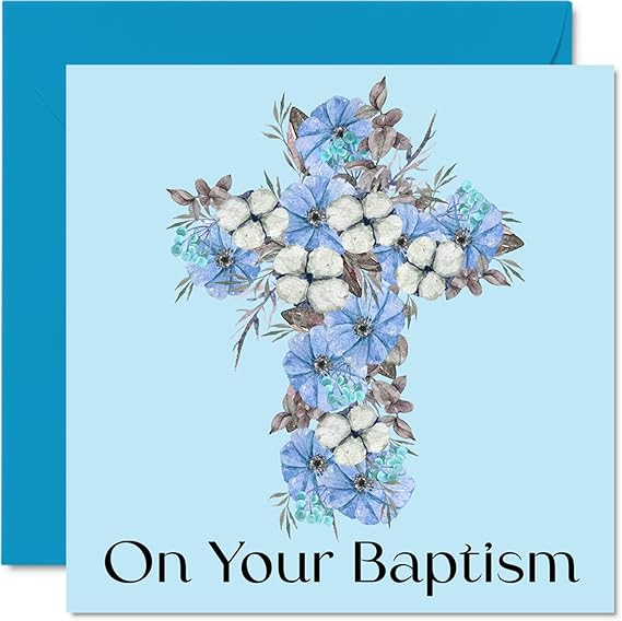 Baptism Cards for Boys Him - On Your Baptism - Floral Crucifix Good ...