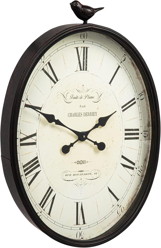 Amazon.com: Creative Co-Op Oval Metal Wall Clock with Bird : Home & Kitchen