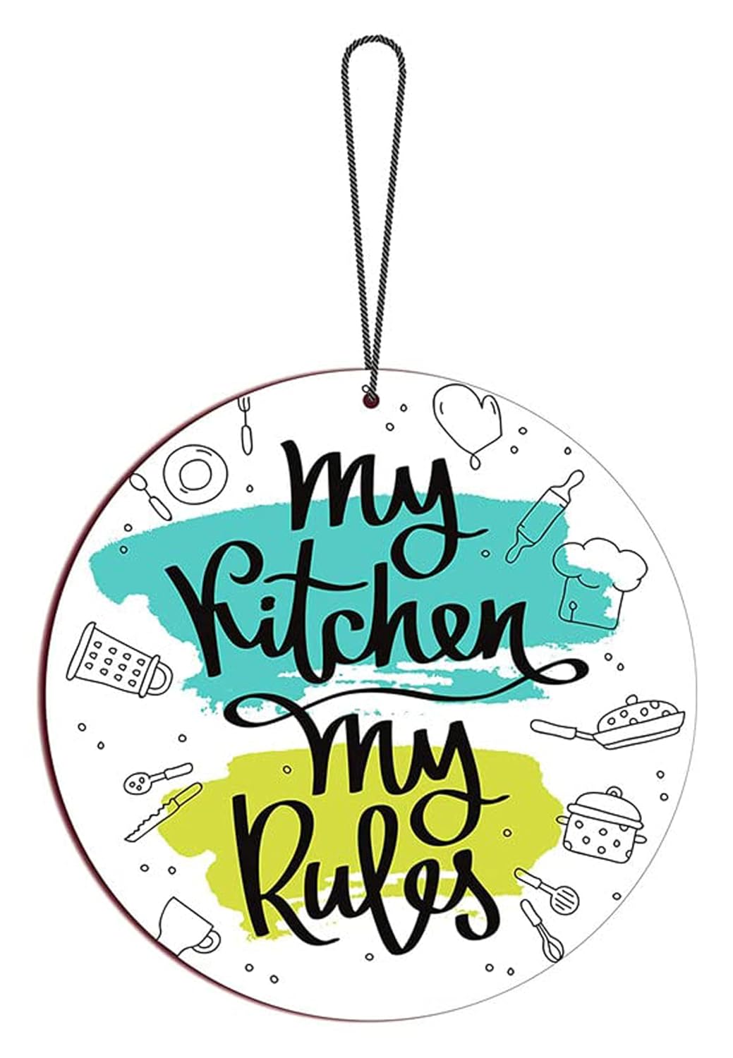 ANGEL INFINITE My Kitchen My Rules Sign Board Wooden Wall Hanging ...