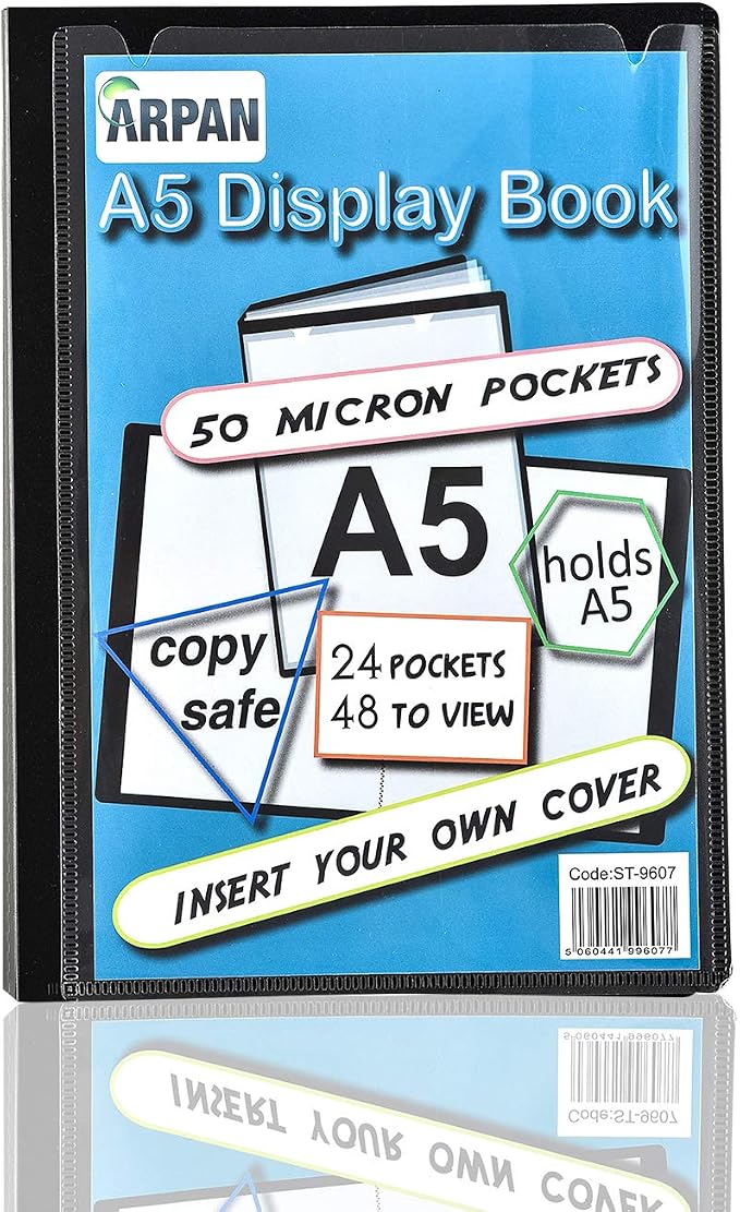 Display Book - 24 Pockets Black Presentation A5 Display Book Folder ...