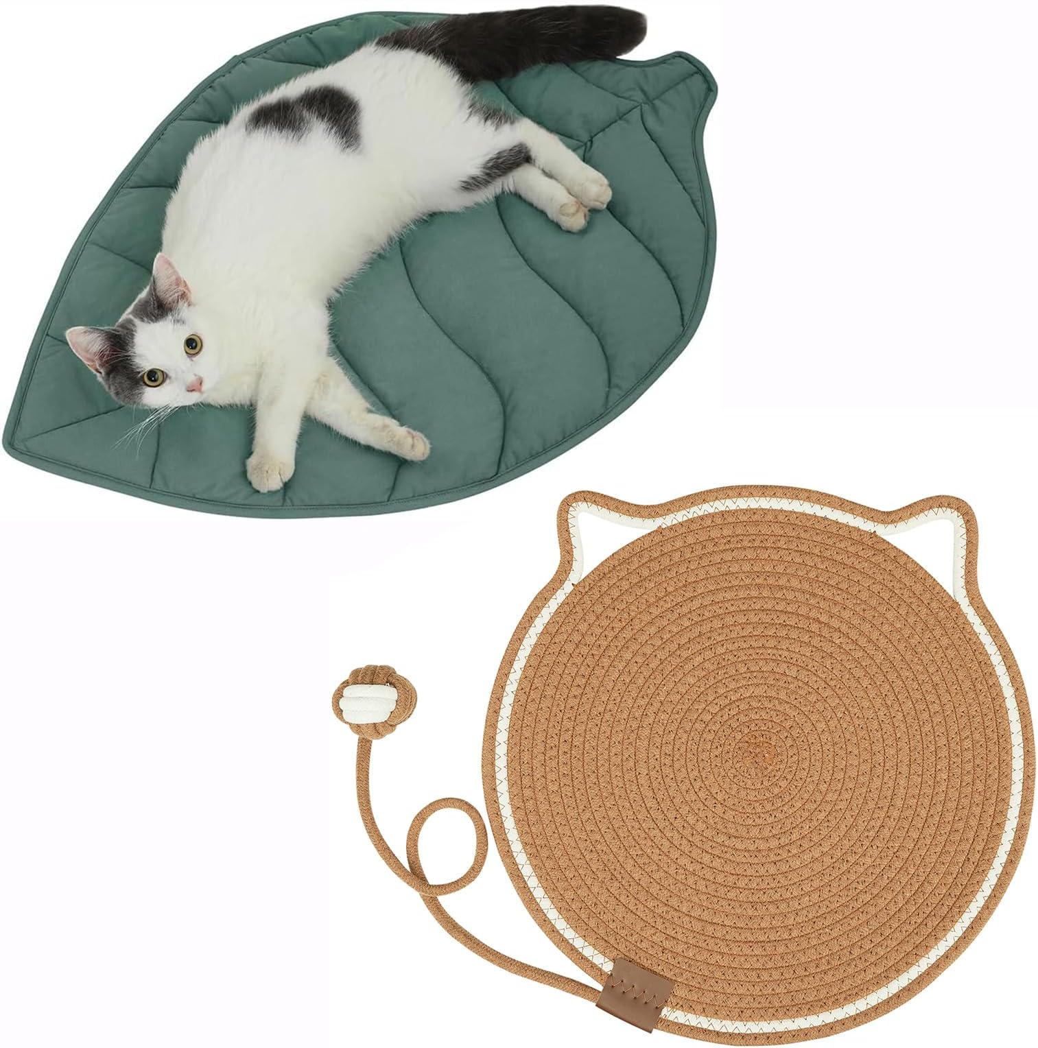 Amazon.com : Letalong 30 X 20 Inch Leaf Shaped Cotton Cat Bed Pad + 15. ...