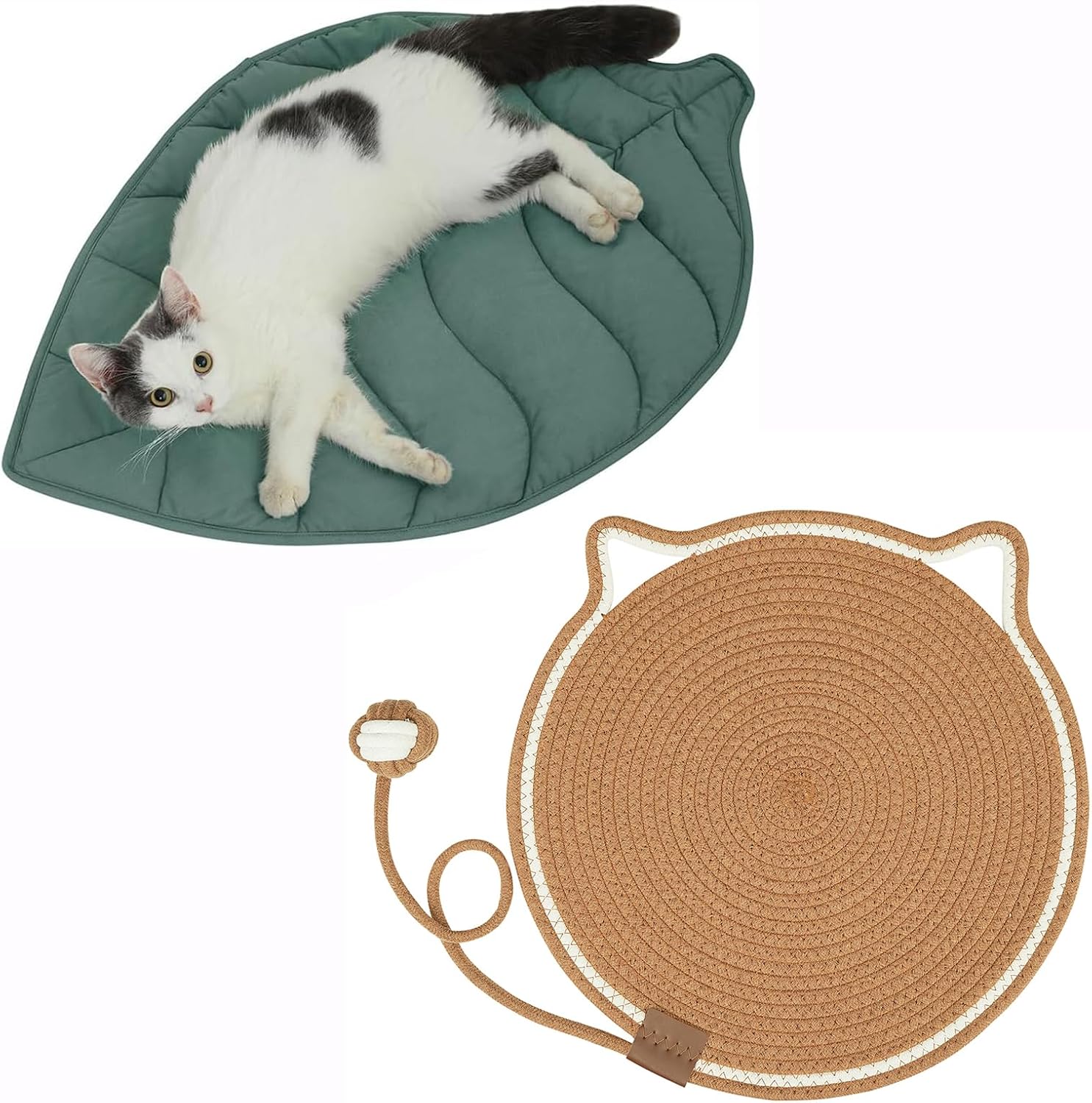 Amazon.com : Letalong 30 X 20 Inch Leaf Shaped Cotton Cat Bed Pad + 15. ...