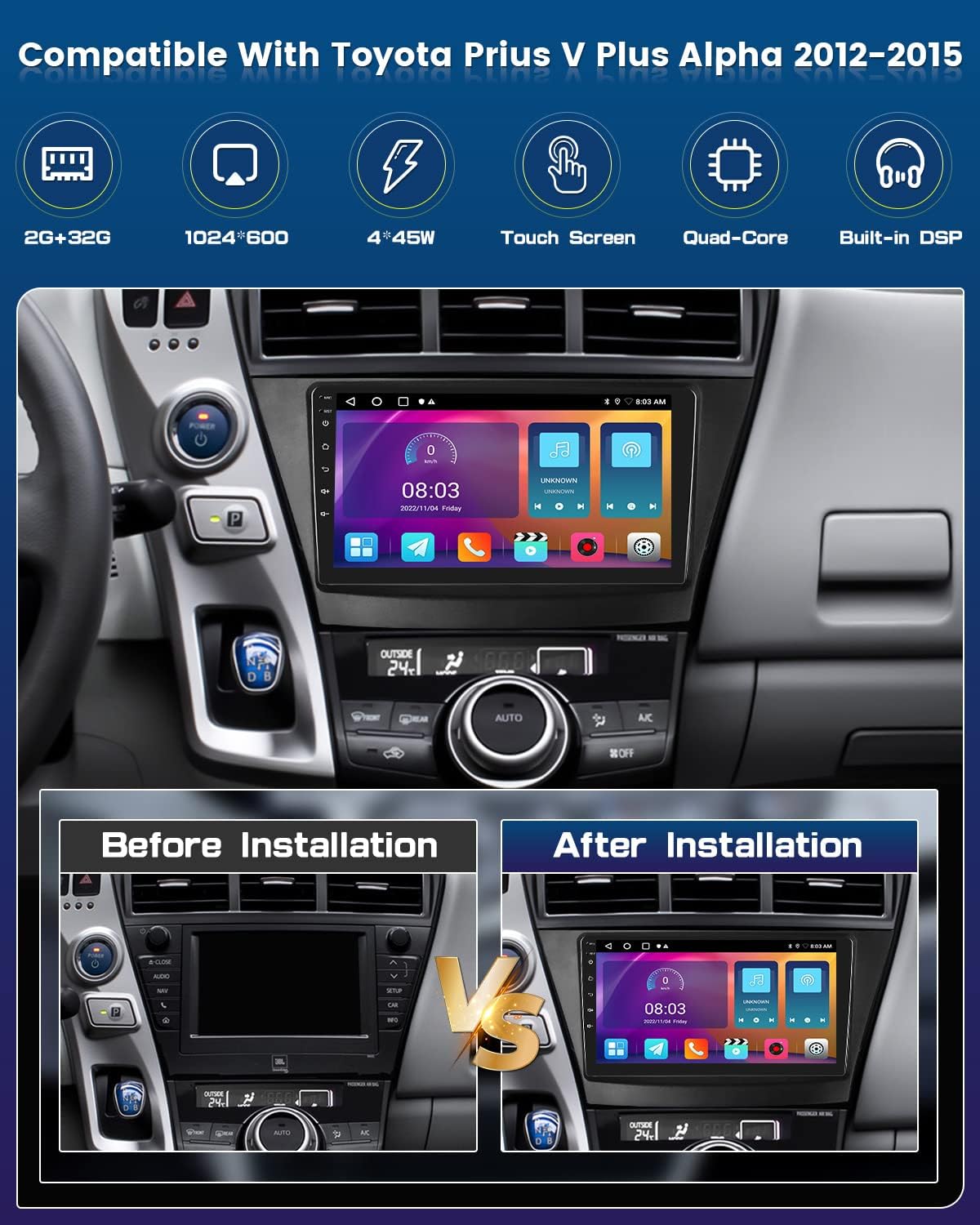 Para 2012-2015 Toyota Prius V Plus Alpha Radio(LHD), 2+32G Android ...