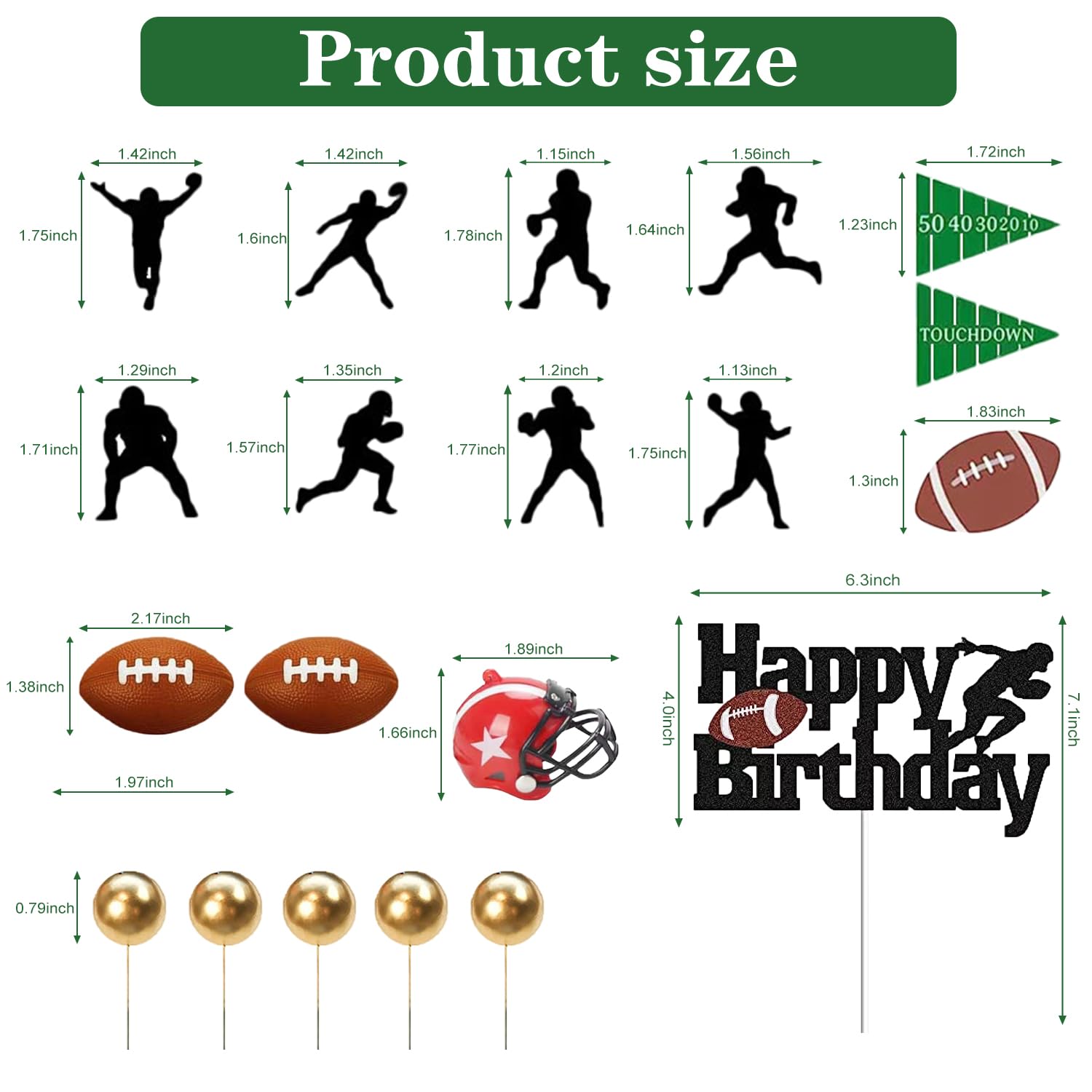 Cake Topper Decorations 21-Piece Football Cake Topper Set - Rugby ...