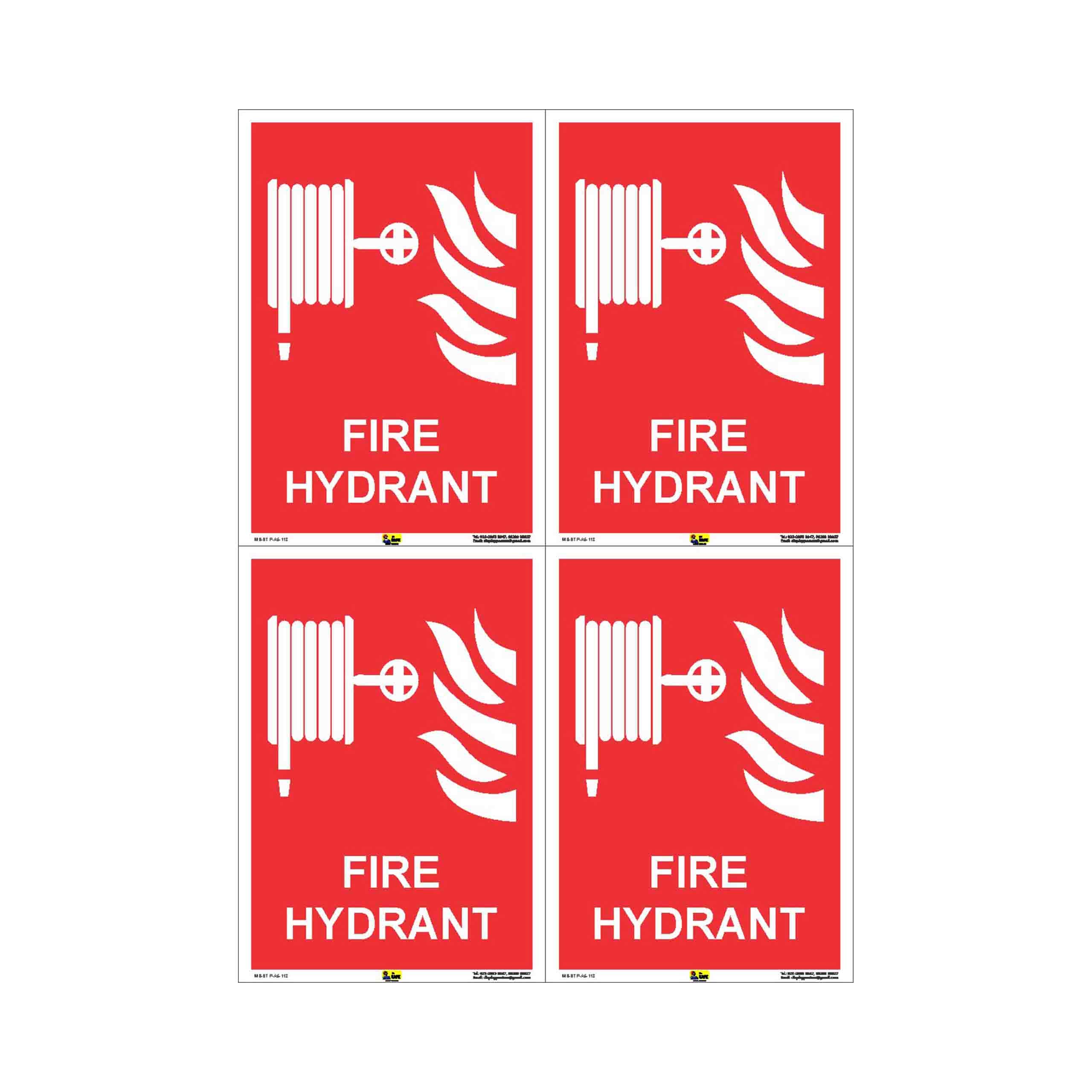 Mr. Safe Fire Hydrant Signs Pack of 4 Self Adhesive Stickers (Each Size ...