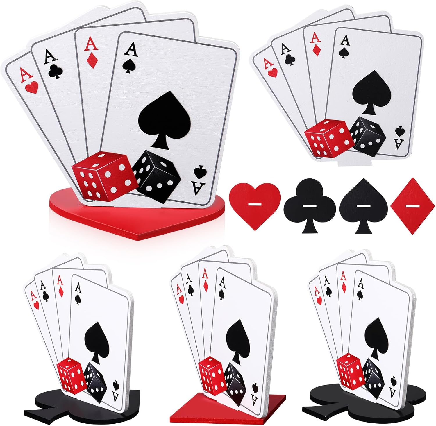 Amazon.com: Chunful 4 Sets Casino Party Centerpieces Wooden Casino ...