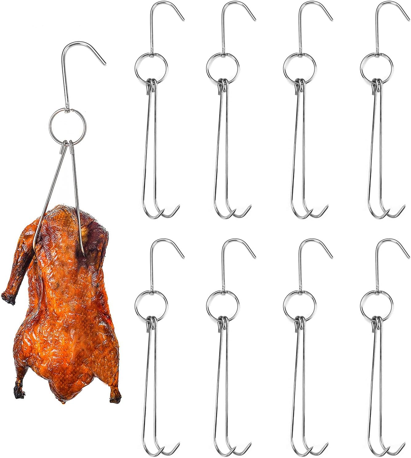 Amazon.co.jp: ISKYBOB 8pcs Stainless Steel Meat Hooks Double Hooks ...