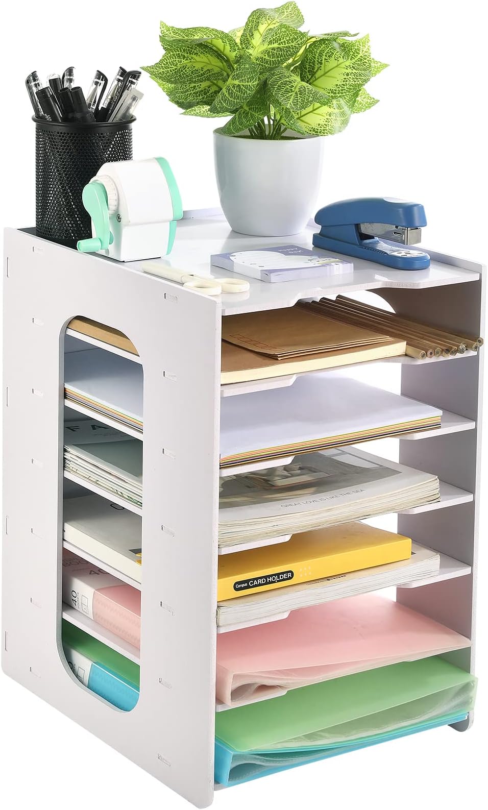 Amazon.com: Desk Paper Storage Tray 7 Tier, File Organizer Paper Sorter ...