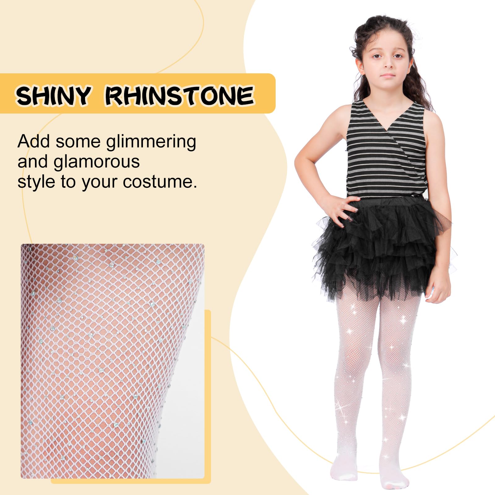 Snapklik.com : 2 Pairs Girls Fishnet Stockings Sparkle Rhinestone ...