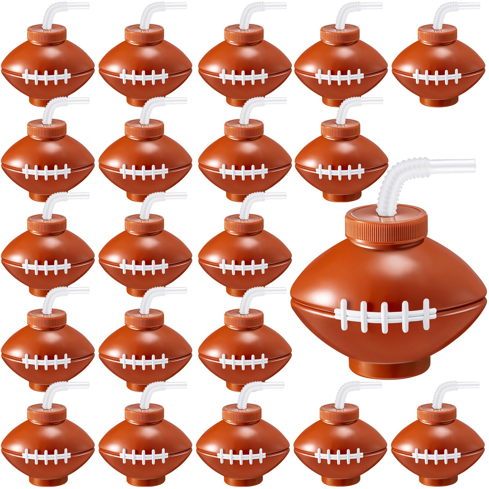 Amazon.com: 24 Pcs Football Ball Cups with Straws and Lids 12 oz ...