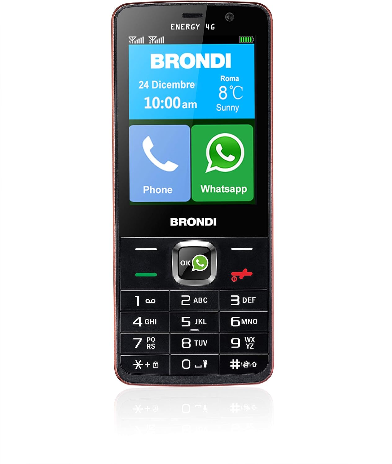 BRONDI Energy 4G Mobile Phone with Dual SIM Monoblock Shell Maxi HD ...