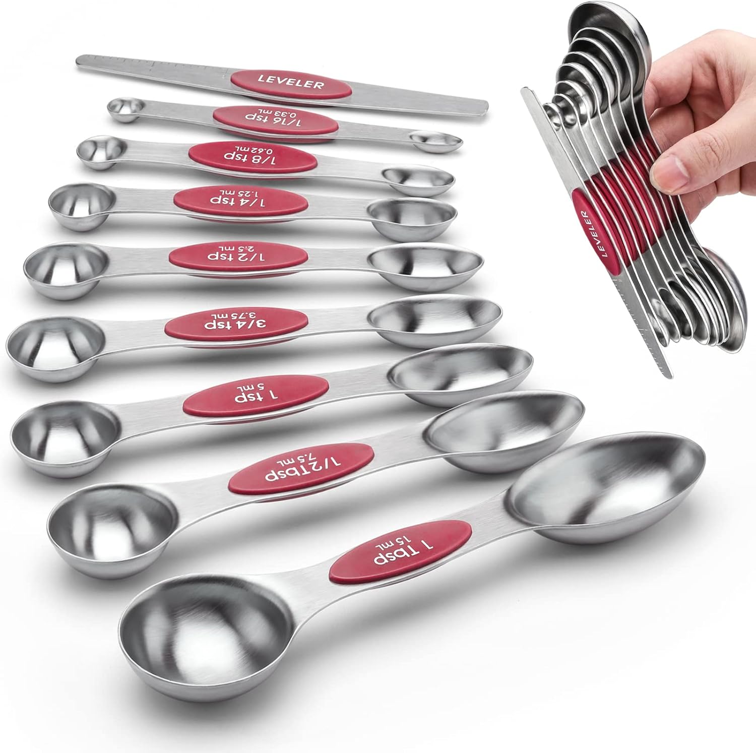 Amazon.com: Magnetic Measuring Spoons Set Stainless Steel with Leveler ...