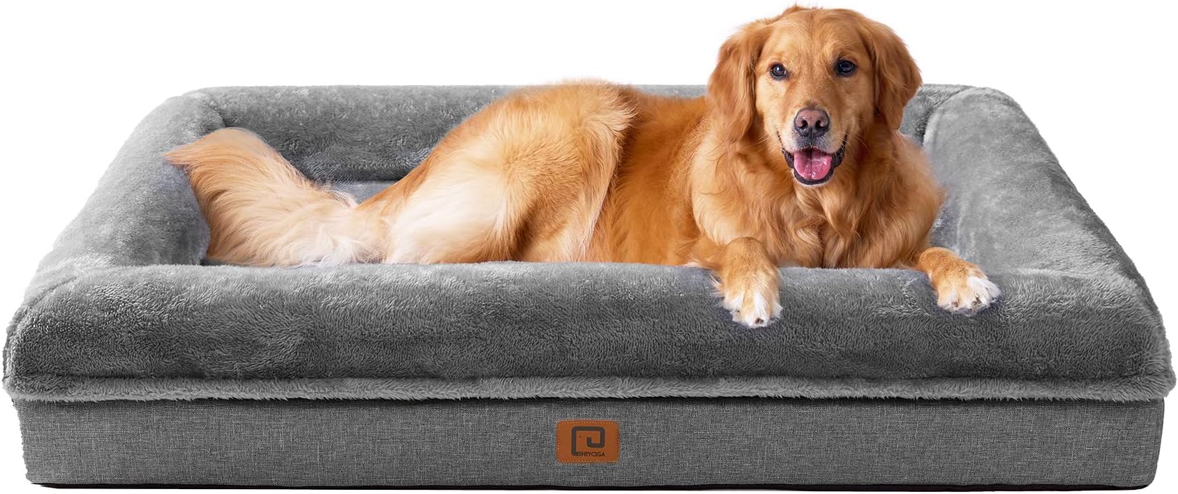 EHEYCIGA Memory Foam Dog Bed Large XL with Sides, Orthopedic Waterproof ...