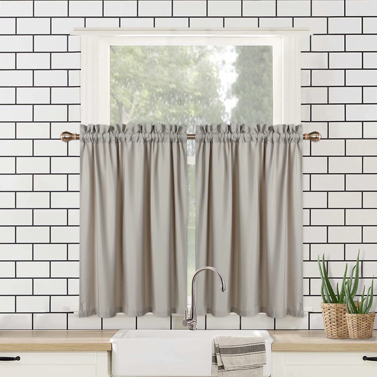 Amazon.com: CAROMIO Cafe Curtains 36 Inches Length, Short Kitchen ...