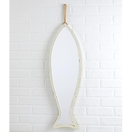 Amazon.com: Linfevisi Decorative Fish Mirror Rustic Wood Nautical ...