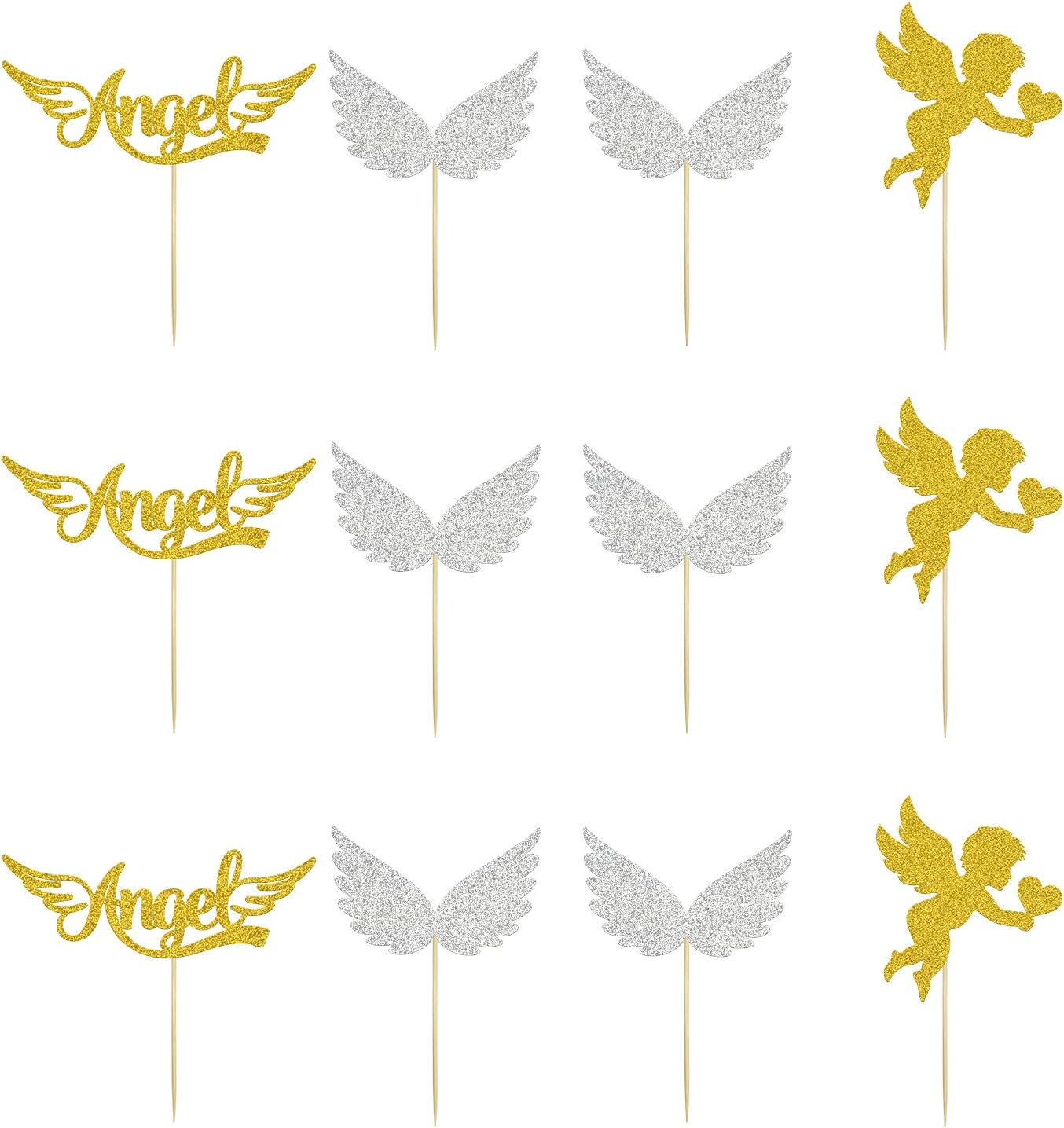 Amazon.com: Ercadio 30 Pack Mi Bautizo Cupcake Toppers Gold Glitter ...
