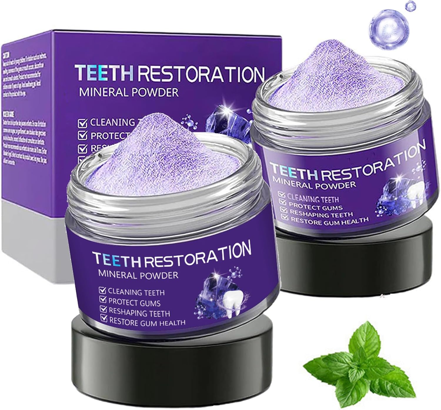 2pcs Teeth Restoration Mineral Powder,Dental Mineral Tooth Powder for ...