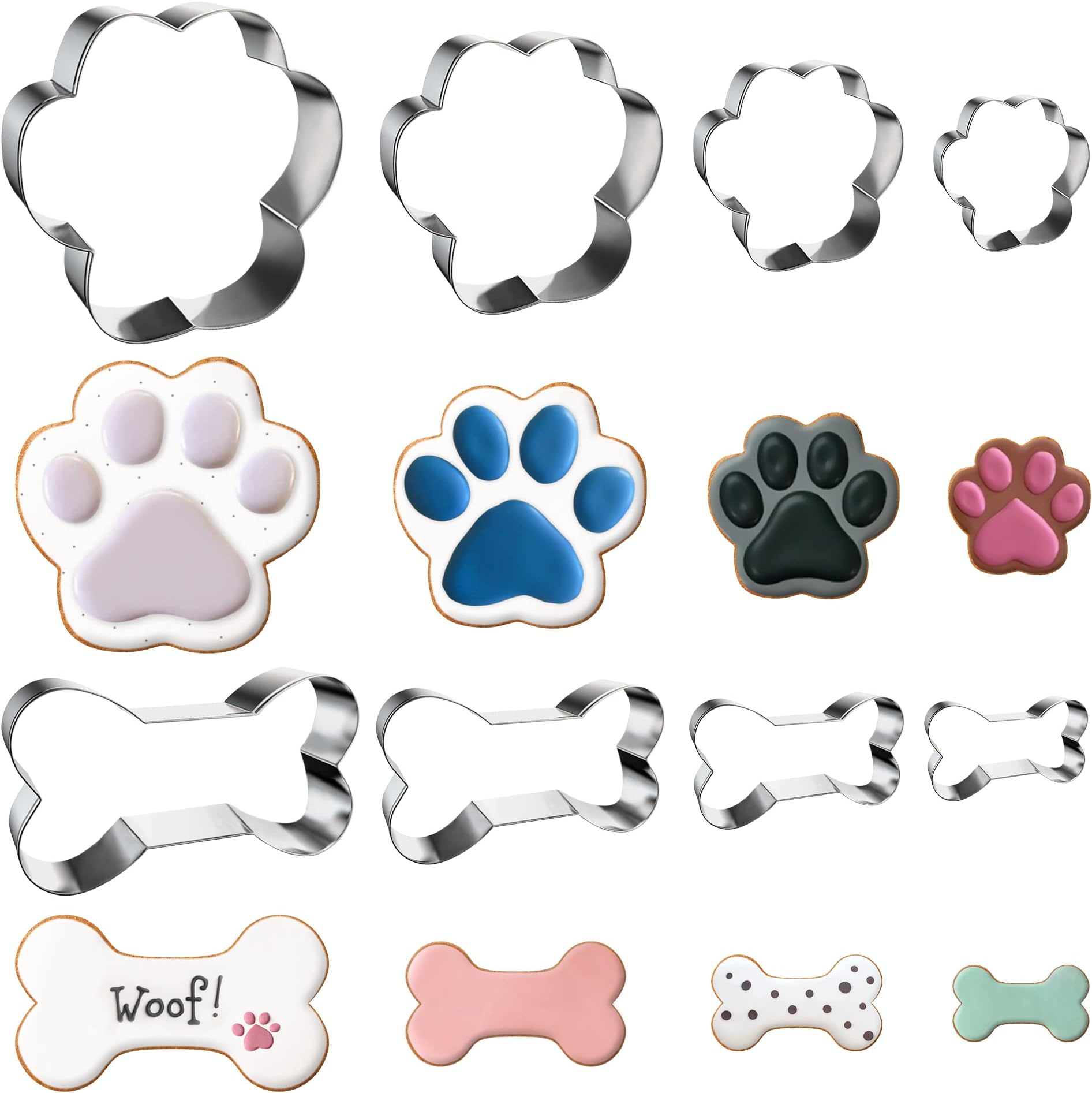 Amazon.com: Dog Cookie Cutter Set - Dog Bone and Dog Paw Print Cookie ...