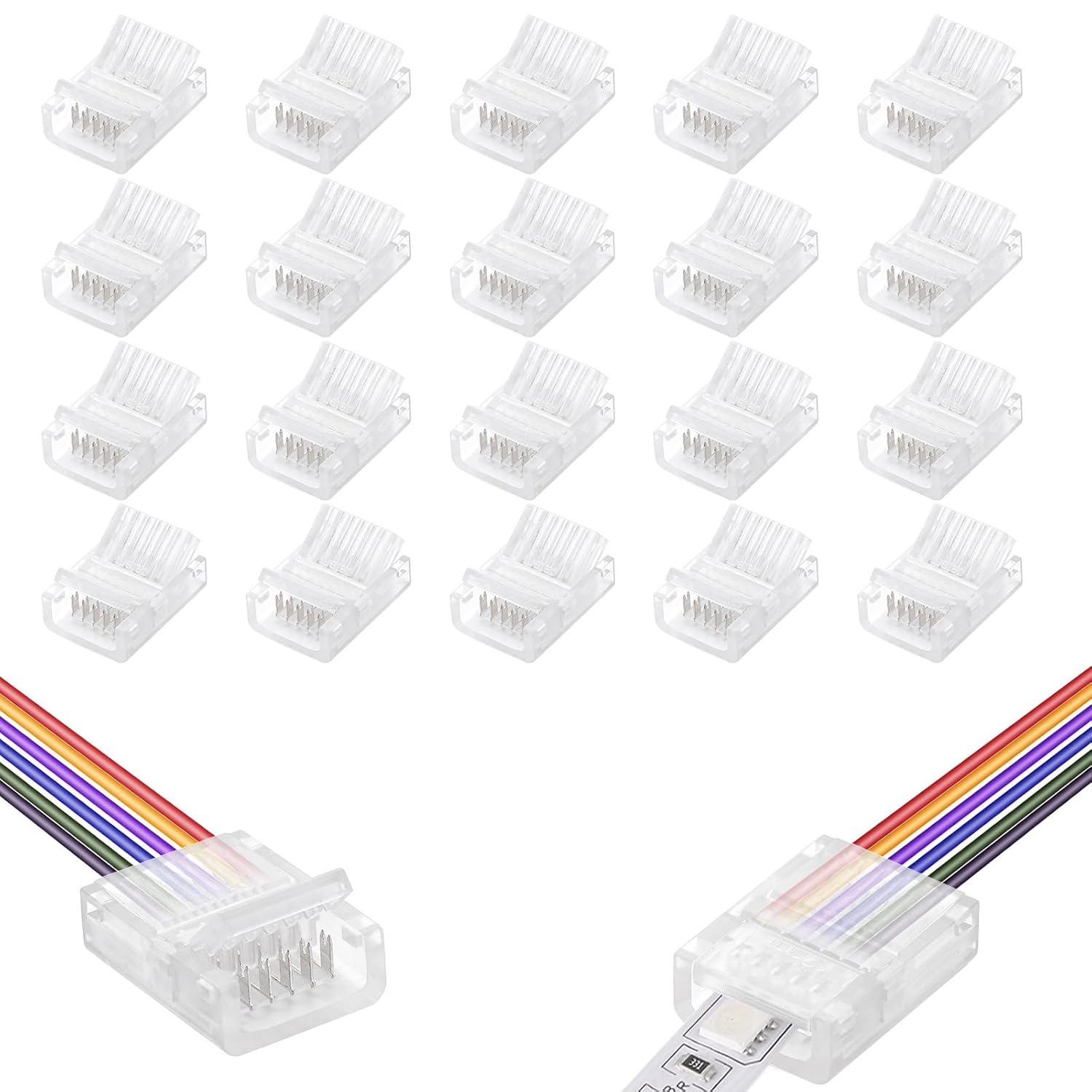 Amazon.com: 20Pcs RGB LED Light Strip Connectors Strip to Wire Quick ...