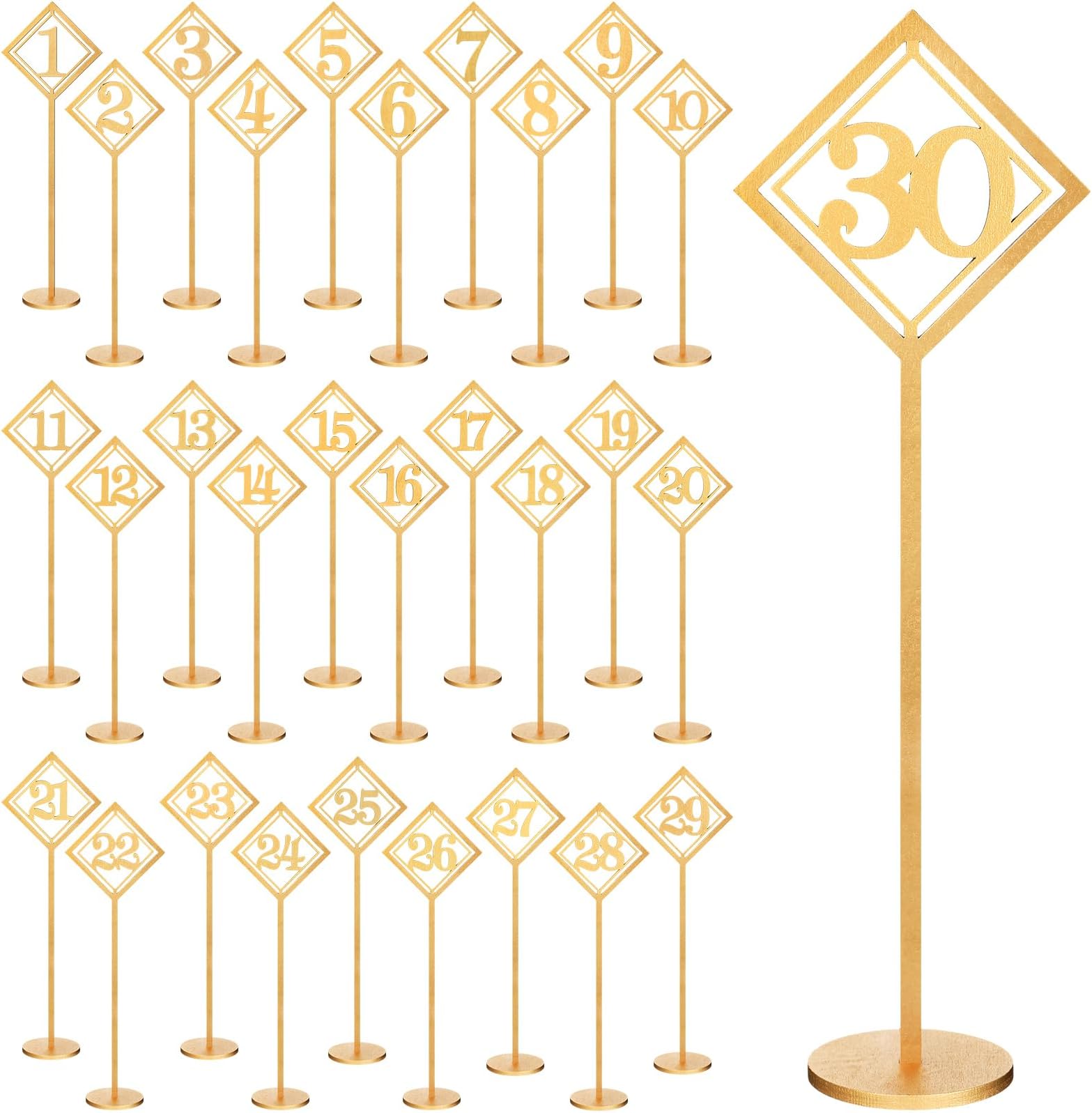 Amazon.com: 30 Pcs Table Numbers Wedding 1-30 Table Numbers Wood Table ...