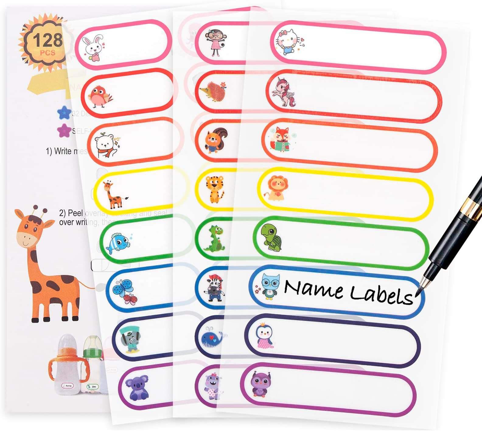 Amazon.com : Name Label for Kids Stuff School Supplies, 128PCS Baby ...