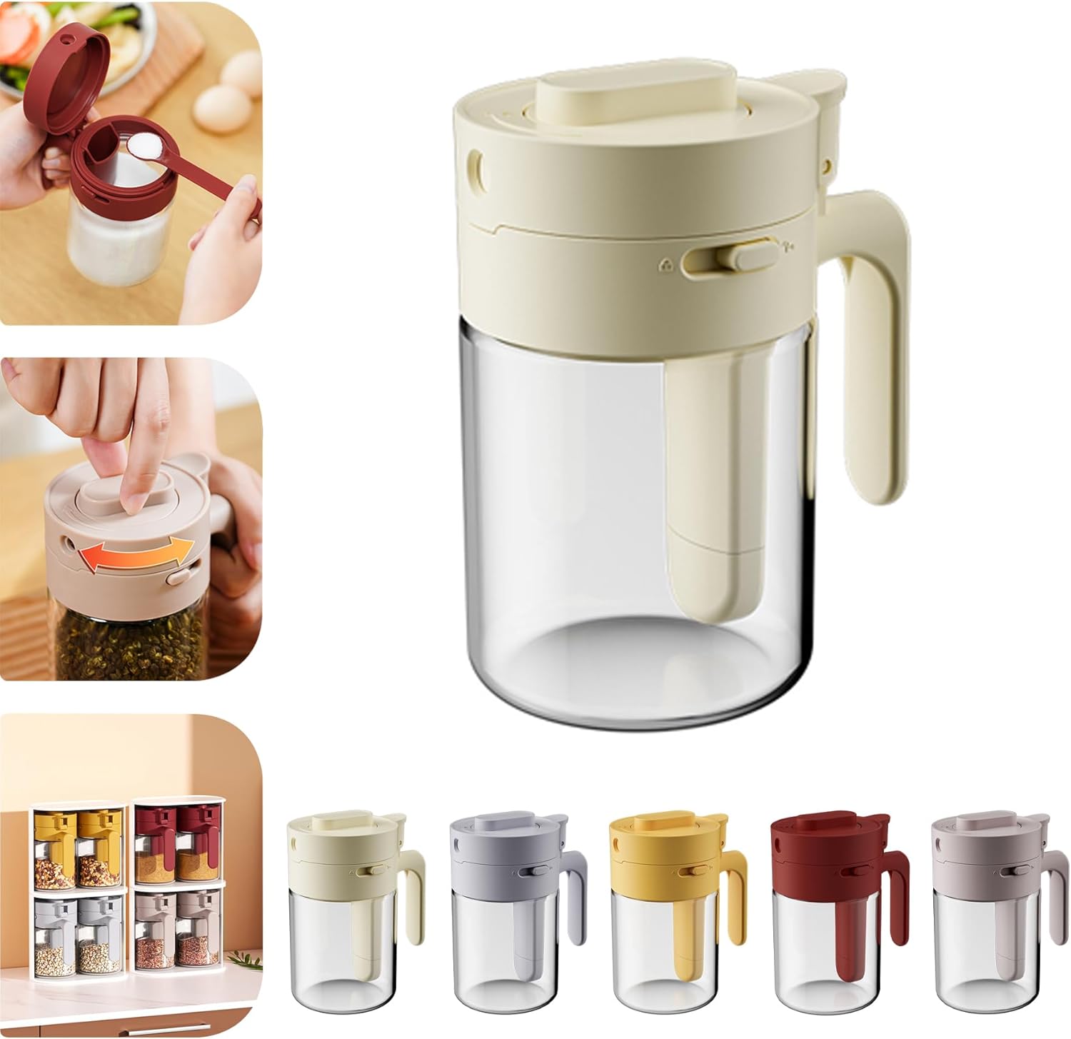 Amazon.com: Multifunctional Seasoning Box, Clear Glass Seasoning Jar ...