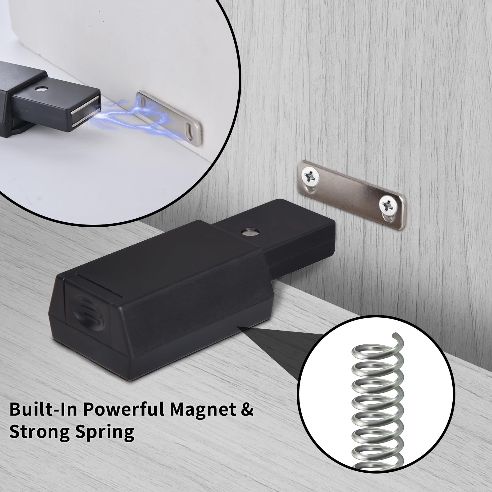 Magnetic Cabinet Latches HOJLKLD 4-Pack Magnetic Push To Open Latches ...