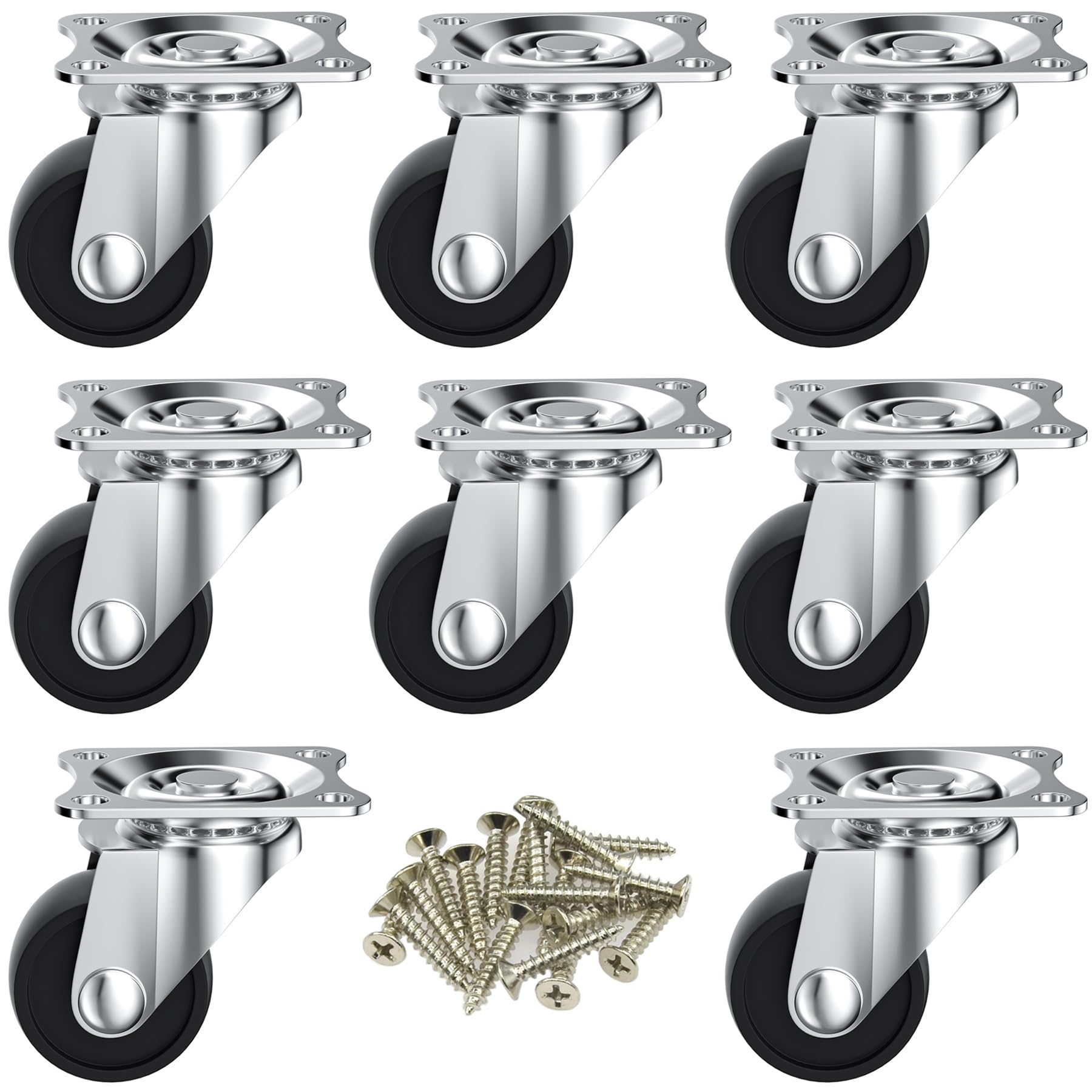 8 PCS Black Universal Swivel Casters,25mm(1 inch) Castor Wheels for ...