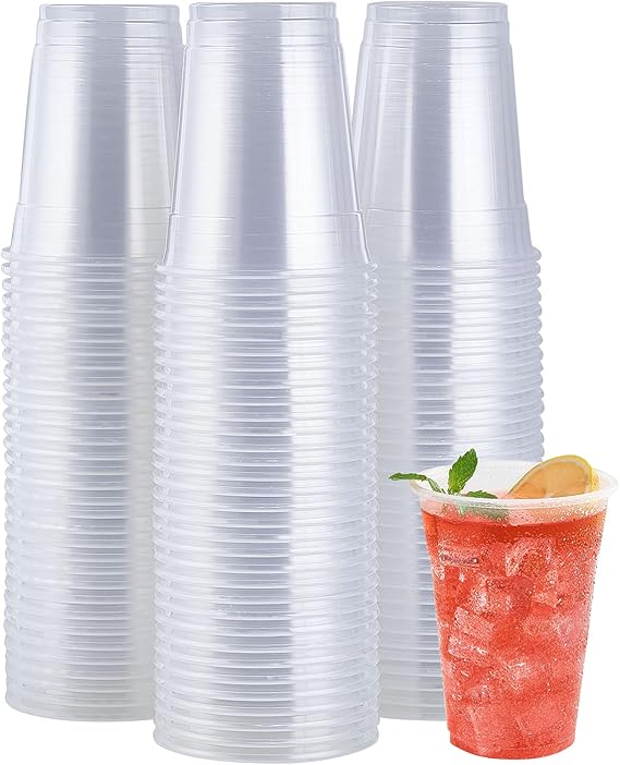 Amazon.com: 100 Pack 12OZ Clear Plastic Cups, Cold Party Drinking Cups ...