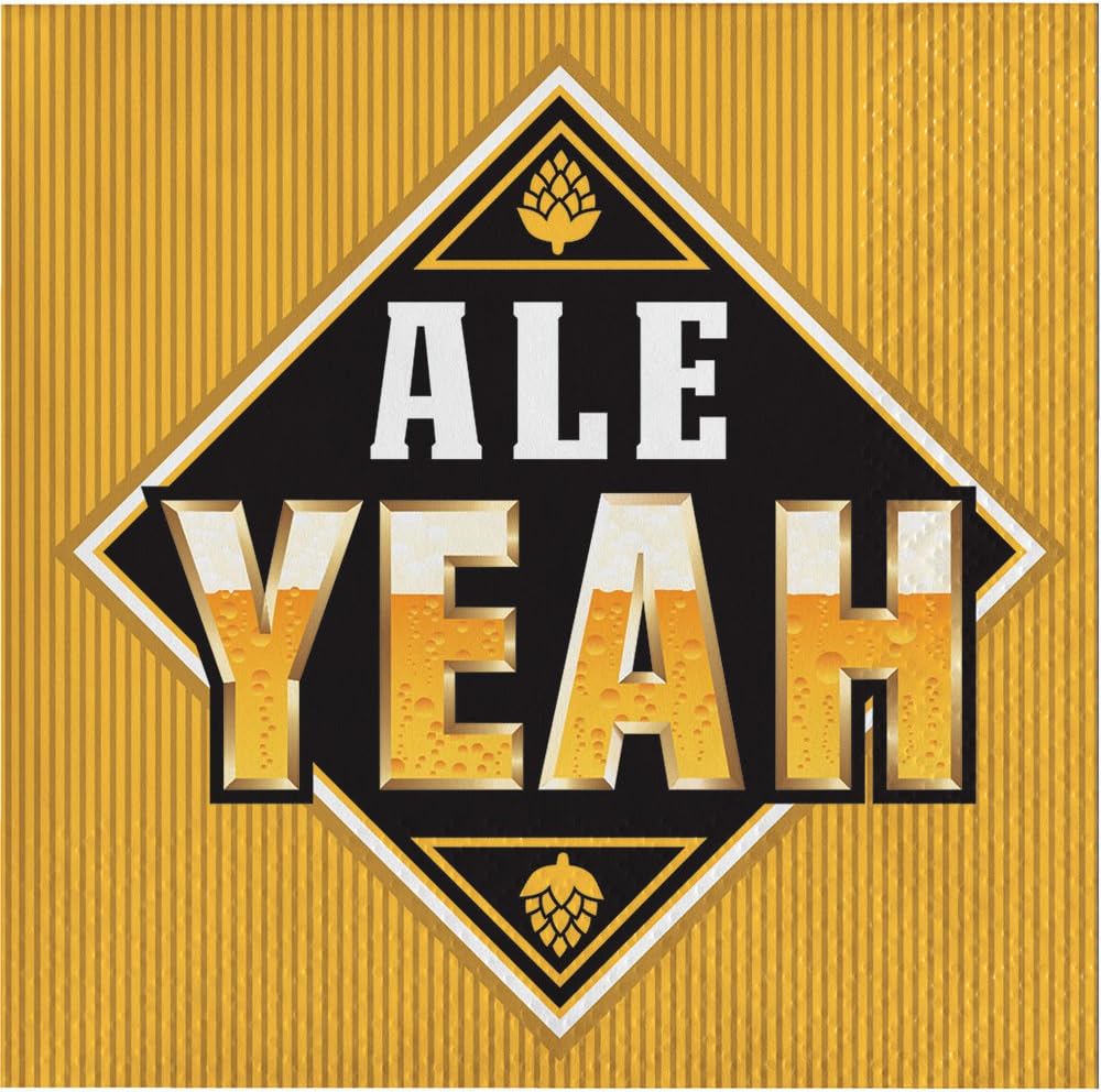 Amazon｜Ale Yeah Cheers & Beers 誕生日パーティー 5インチ 紙製飲み物用ナプキン 16枚｜ペーパーナプキン ...