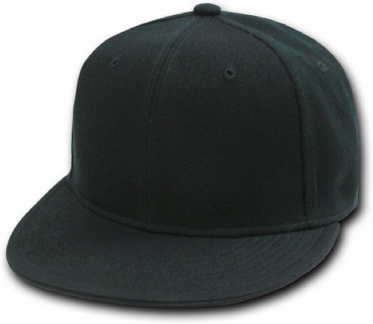 Plain Fitted Flat Bill Hat - Black, 7 1/2 at Amazon Men’s Clothing store