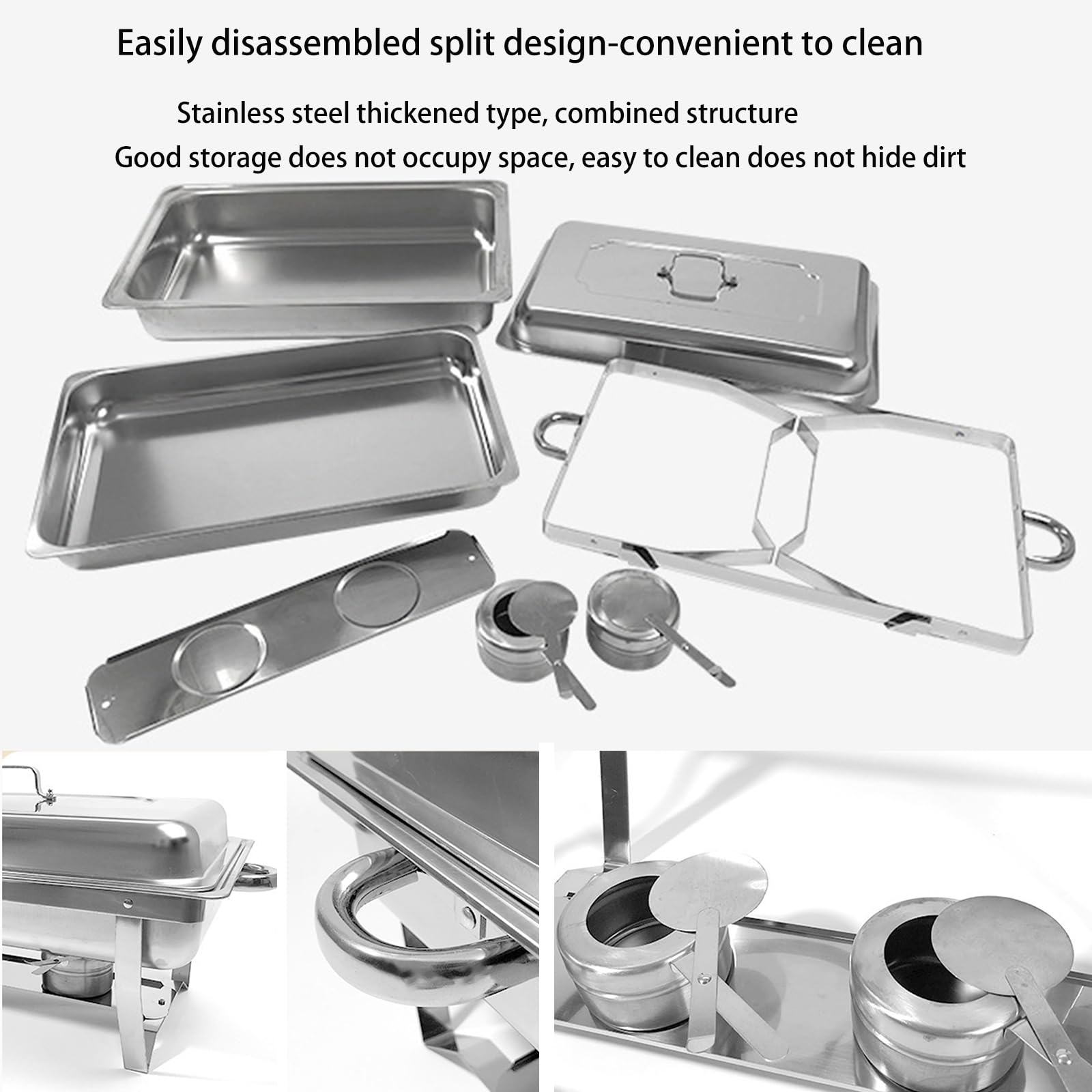 Food Display Containers 2-Piece Stainless Steel With 6 Compartments ...