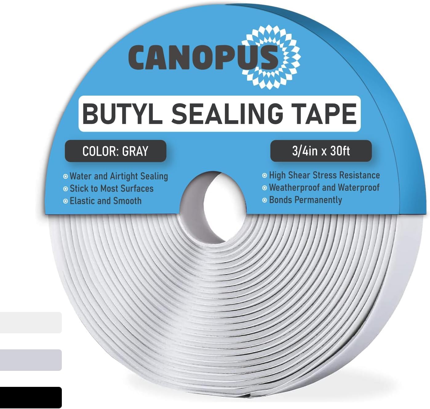 CANOPUS Gray Butyl Tape 3mm x 19mm x 9.1m, Heavy Duty for RV, Glass ...