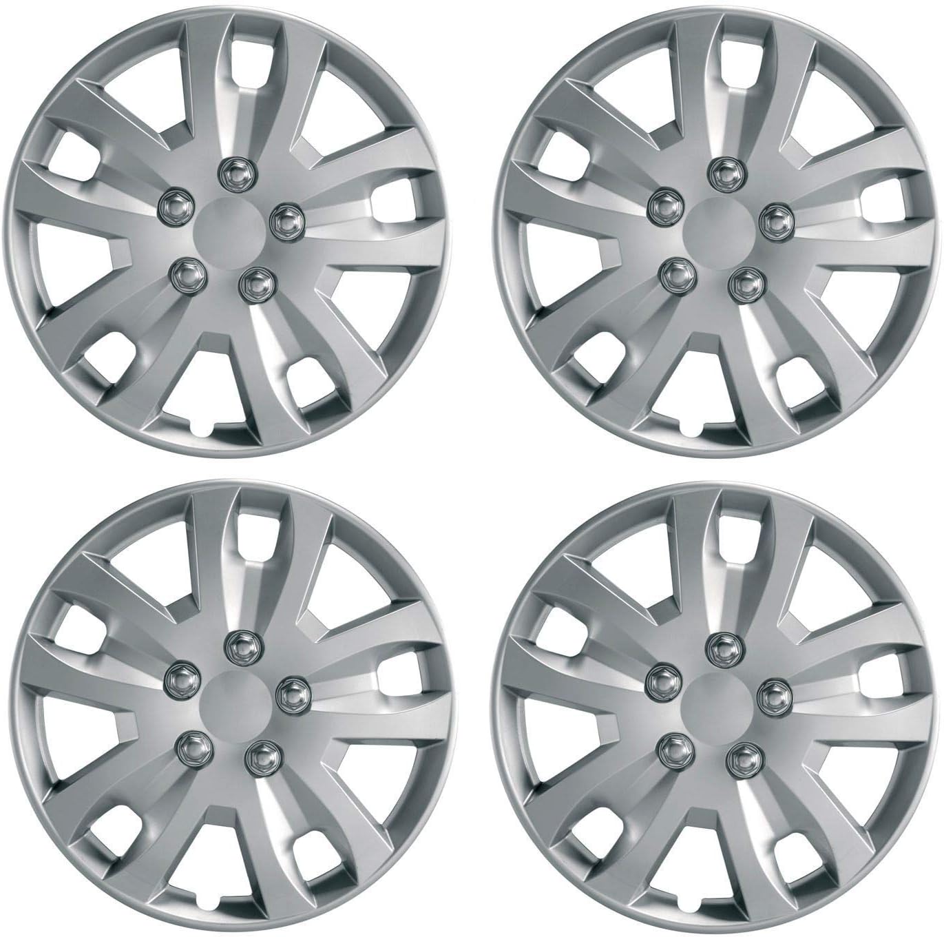 UKB4C Set x 4 Silver Multi-Spoke Wheel Trims Hub Caps Covers Protectors ...