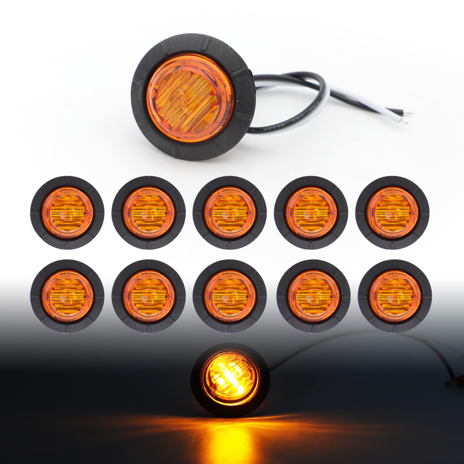 Amazon.com: TMH 1-1/4 Inch Round 6 LED Bullet Amber Light Side Marker ...