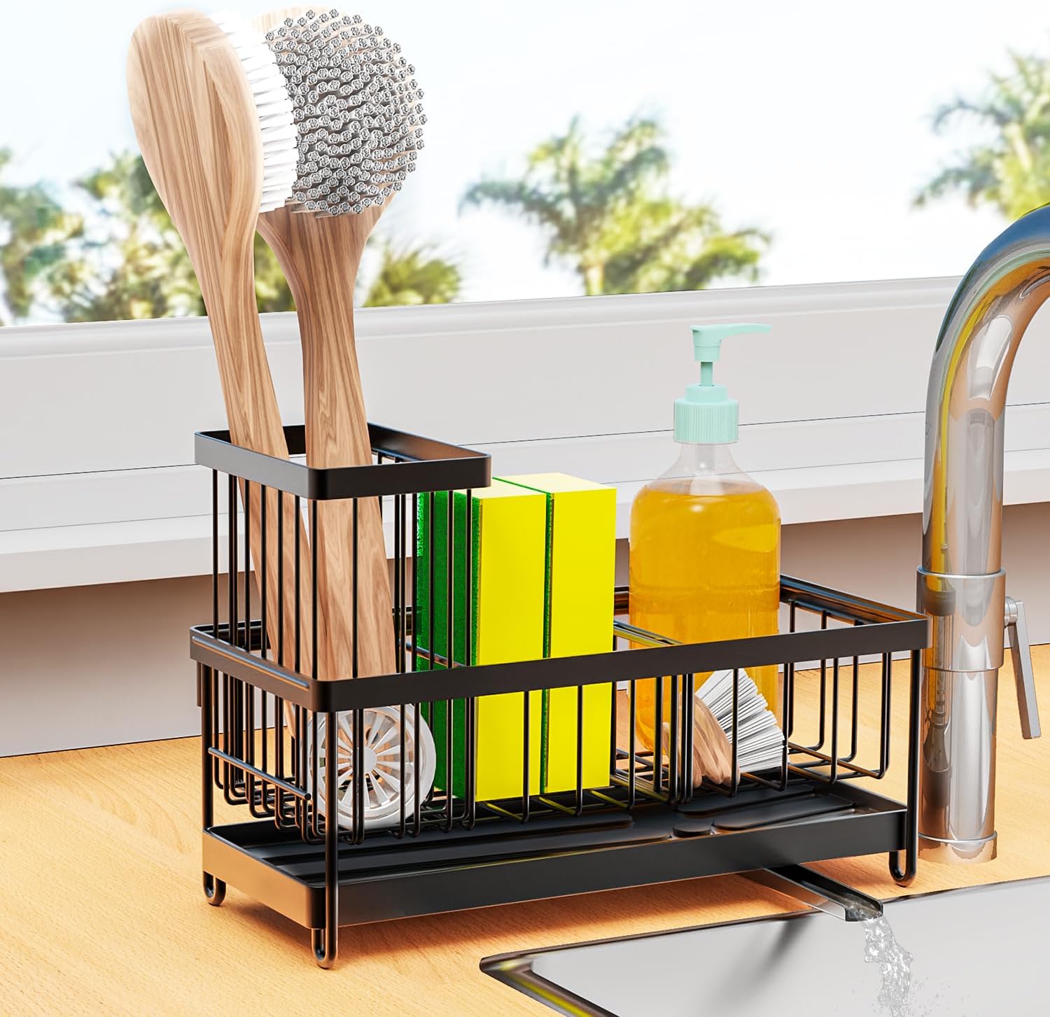 Amazon.com - Hvxrjkn Kitchen Sink Organizer, Sink Caddy with Sponge ...