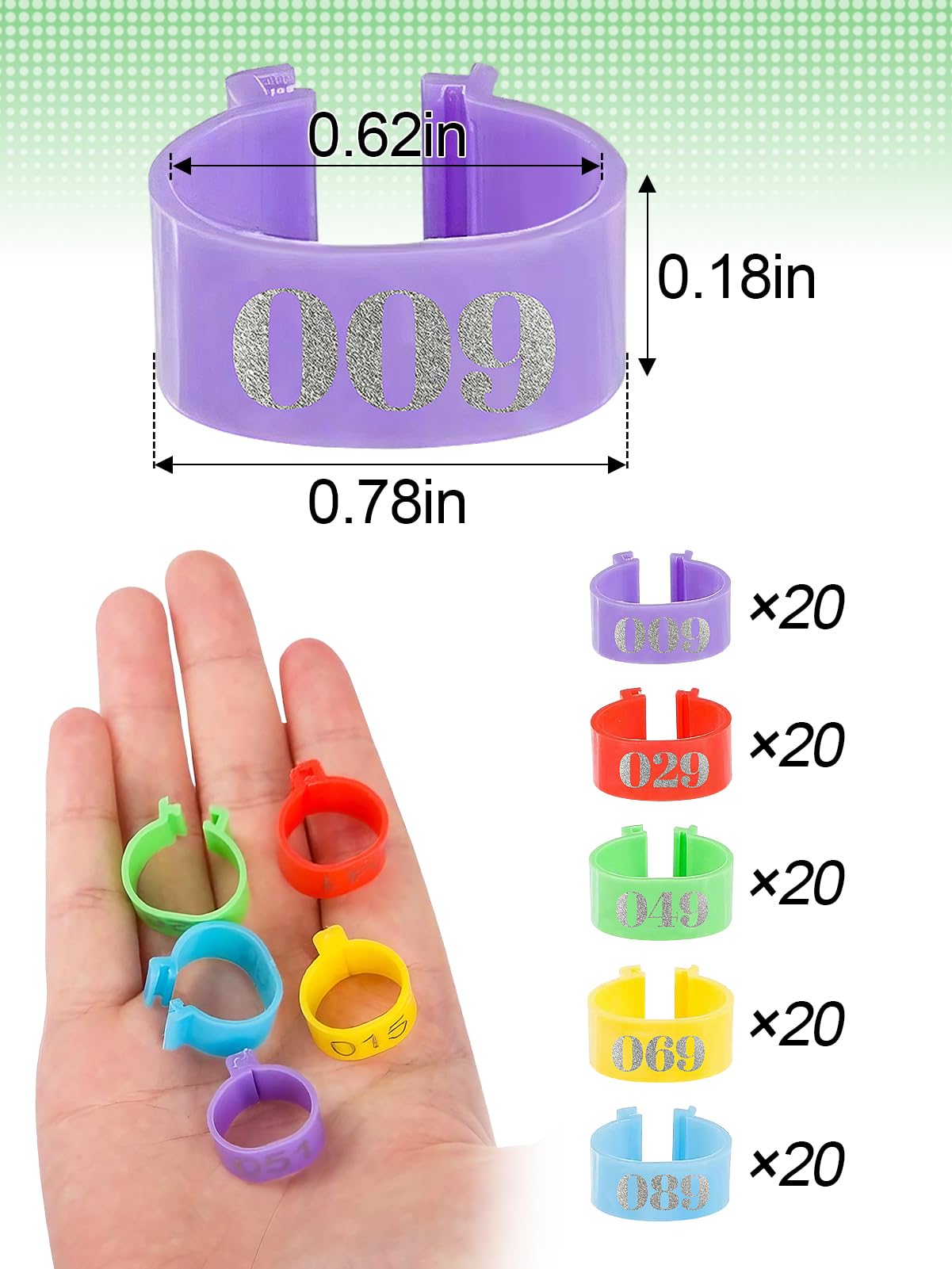 Snapklik.com : 16mm 100 Pcs Chicken Leg Rings - Colorful Readable ...