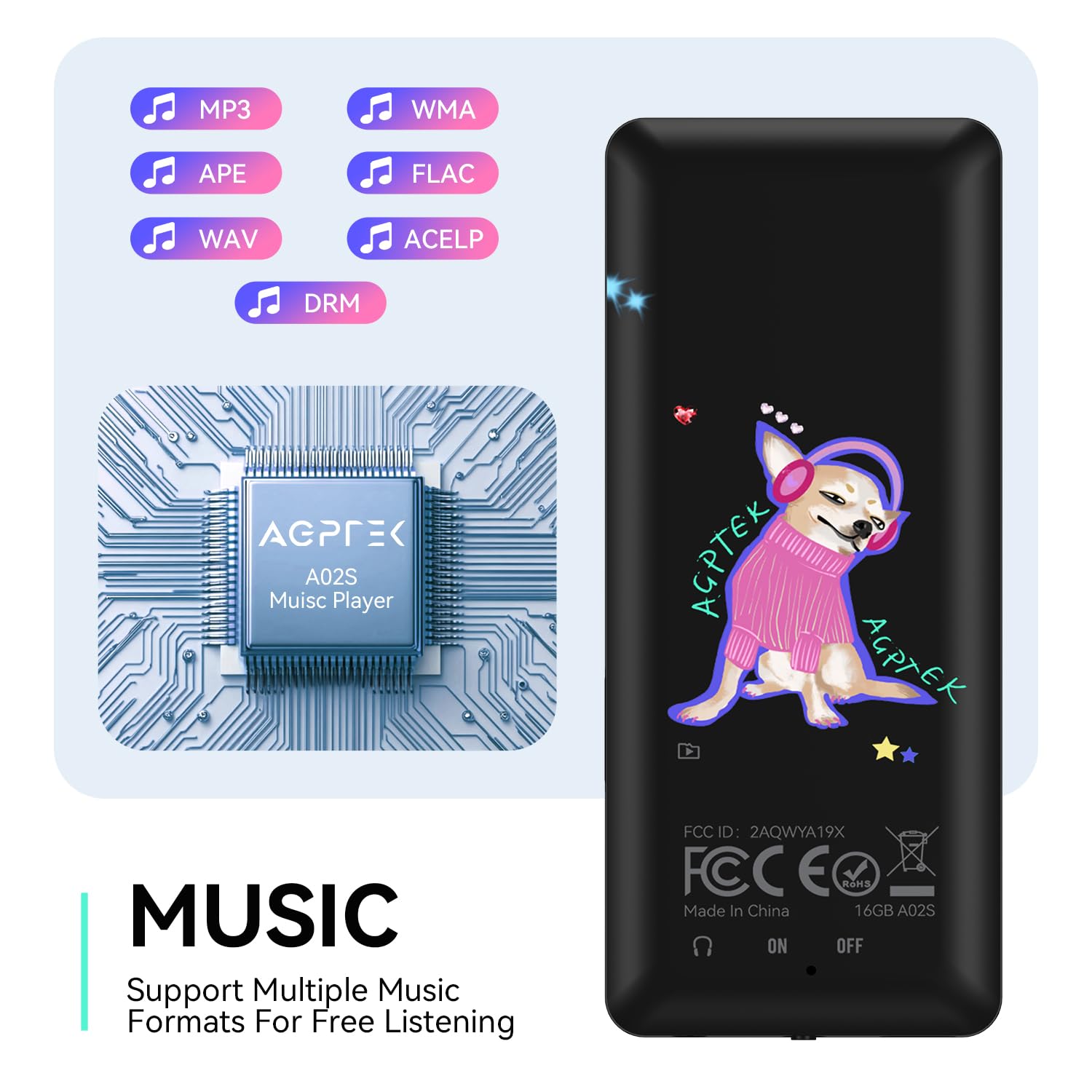 Snapklik.com : AGPTEK A02S 16GB MP3 Player, 70 Hours Playback Lossless ...