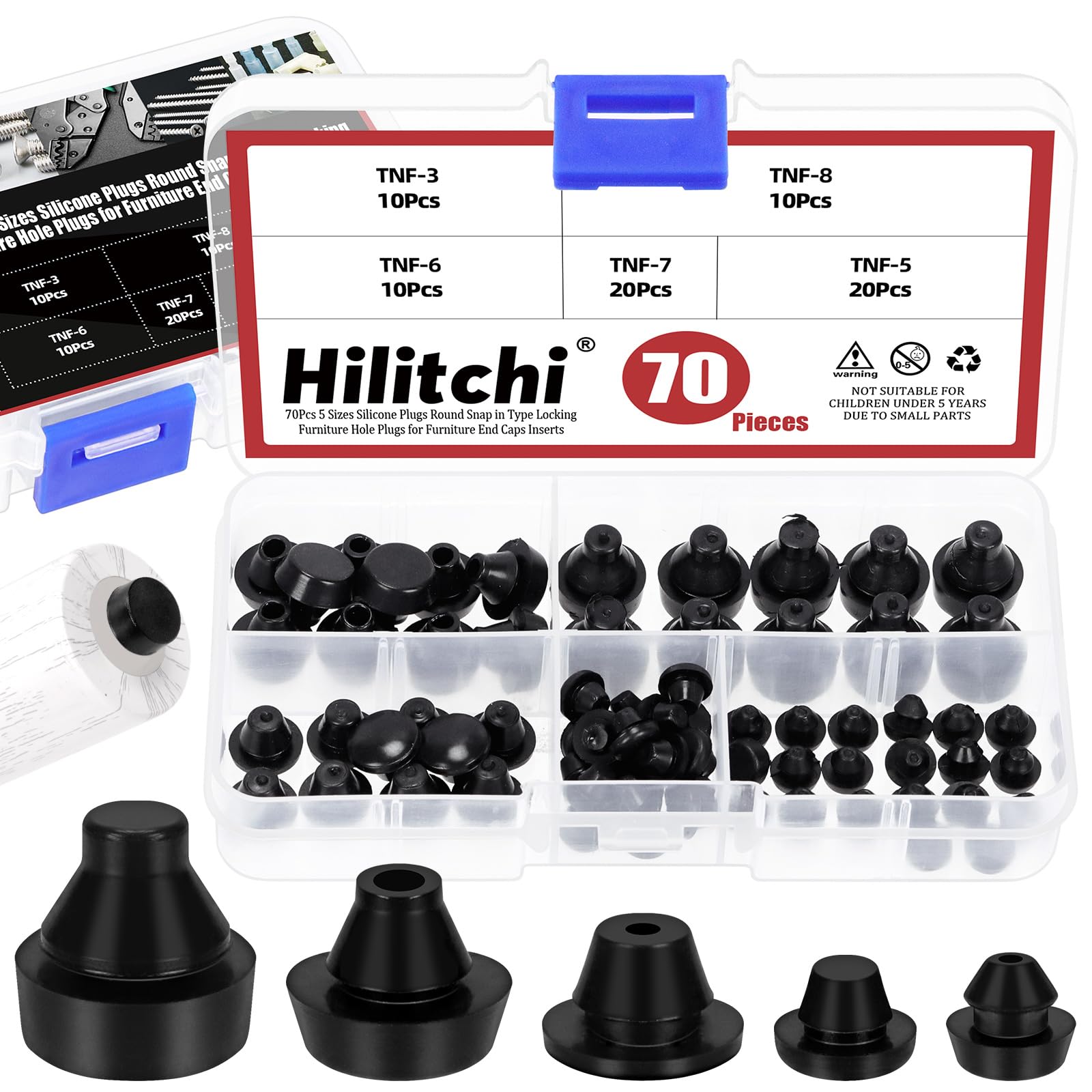 Amazon.com: Hilitchi 70Pcs 5Sizes Silicone Hole Plug Assortment Kits ...