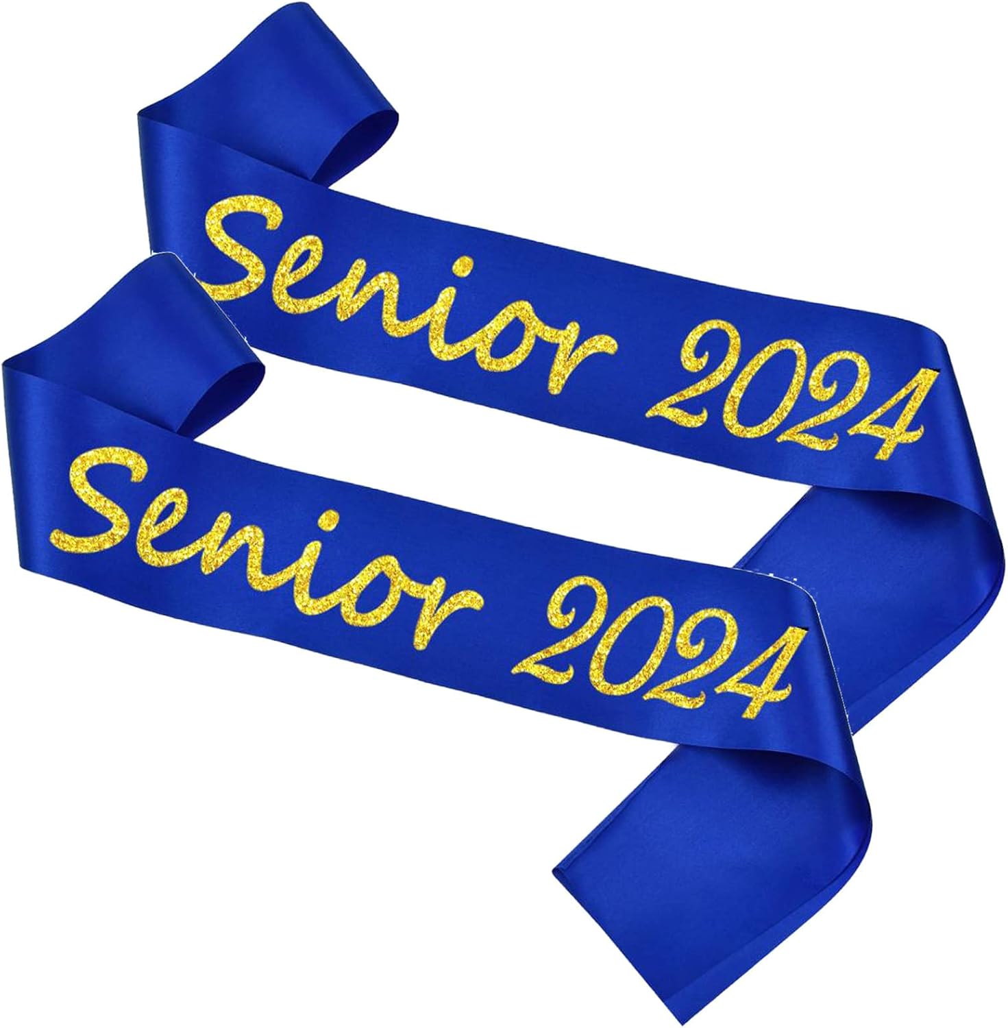 Amazon.com: Senior Sash 2024, 2PCS Graduation Sash Blue with Gold ...