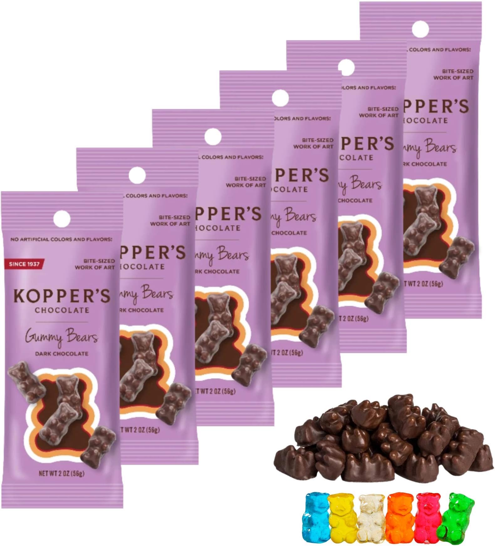 Amazon.com : Koppers Dark Chocolate Gummy Bears 6 individual Packs ...