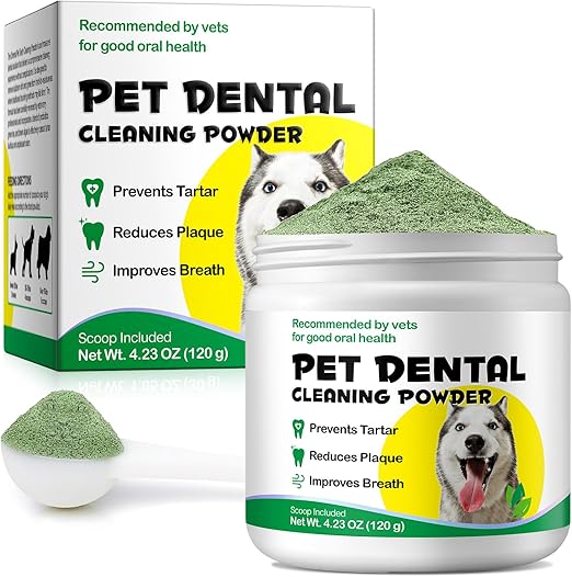 Dental Powder for Dogs, 120g Dog Teeth Cleaning Powder, Reduces Plaque ...