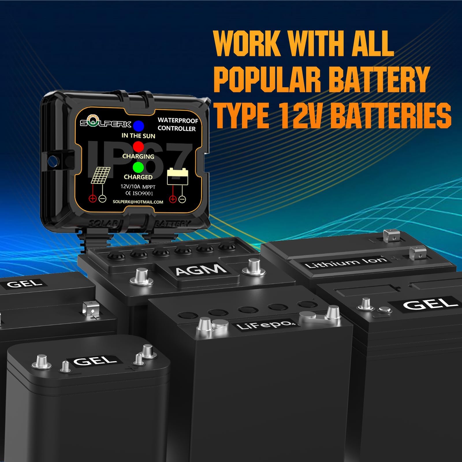 Snapklik.com : 10A 12V MPPT Solar Charge Controller, Waterproof ...