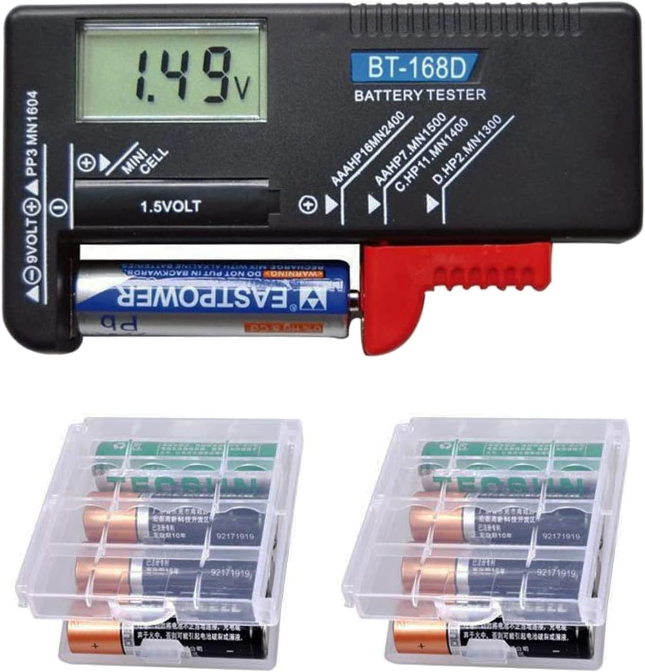 D-FantiX Digital Battery Tester Battery Checker for AA AAA C D 9V 1.5V ...