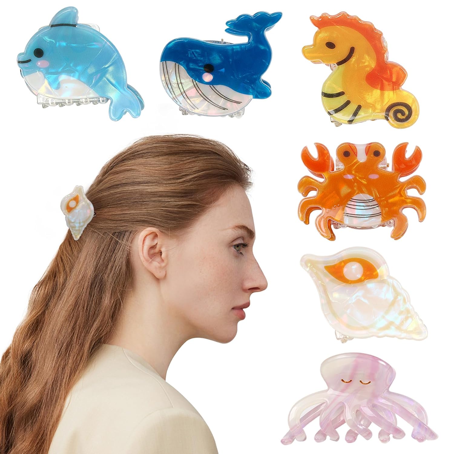 Amazon.com : Bgffuy Ocean Animal Claw Clips for Women Girls (Octopus ...