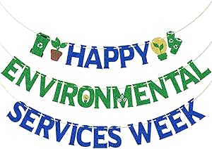 Amazon.com: Environmental Services Week Banner, Blue and Green Glitter ...