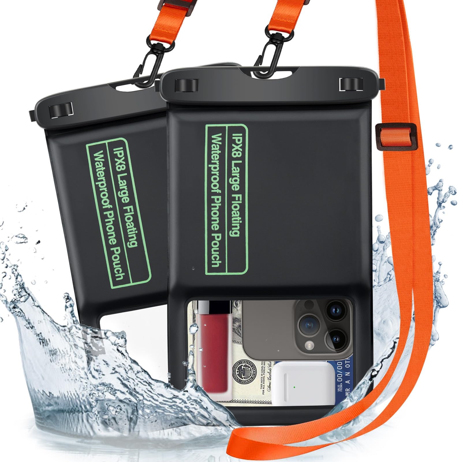 SUPFINE 2 Pcs Waterproof Phone Pouch Floating Case, Large Cell Phone ...