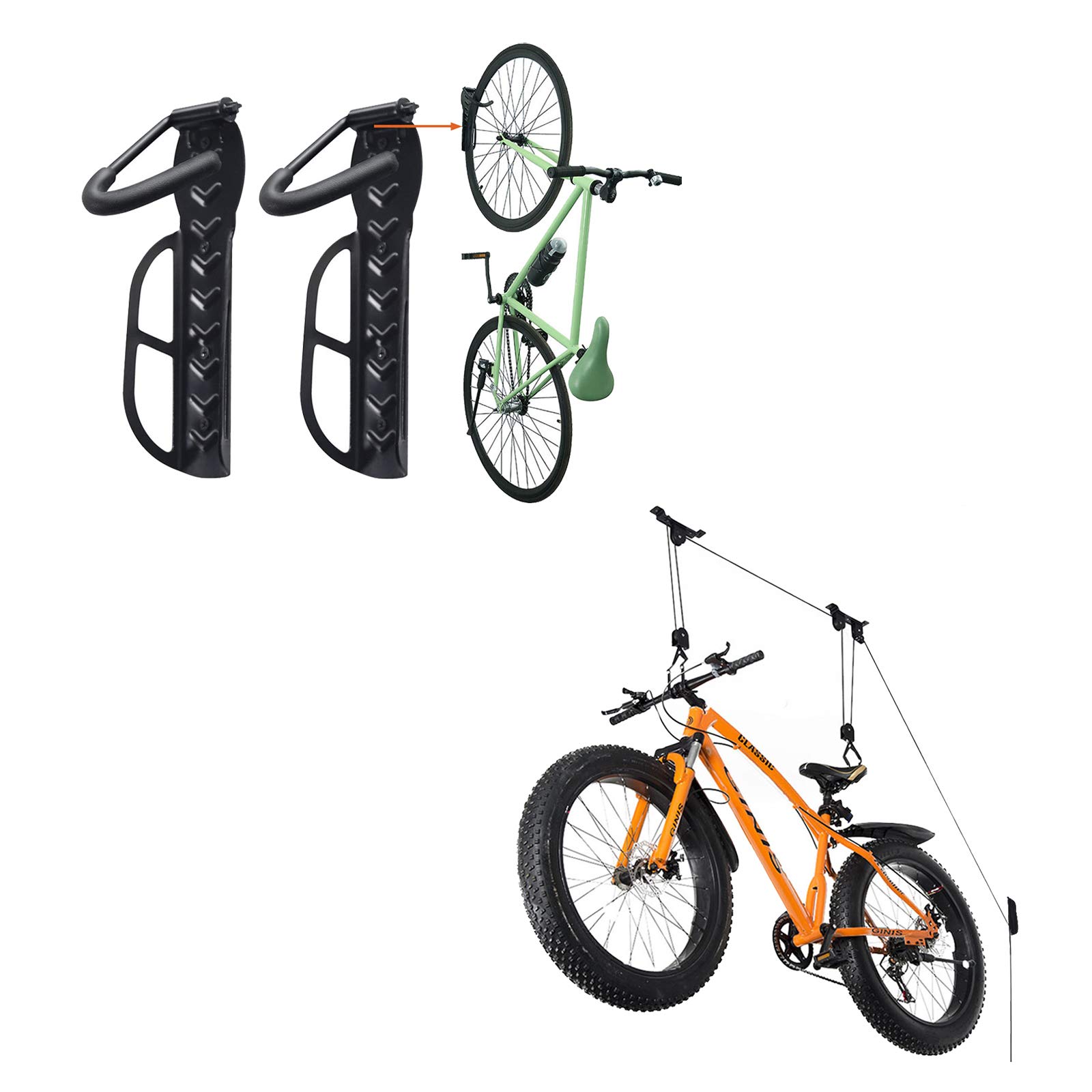 Garage Bike Pulley System Wallmaster Ceiling Bike Hoist - 2 Pack Pulley ...