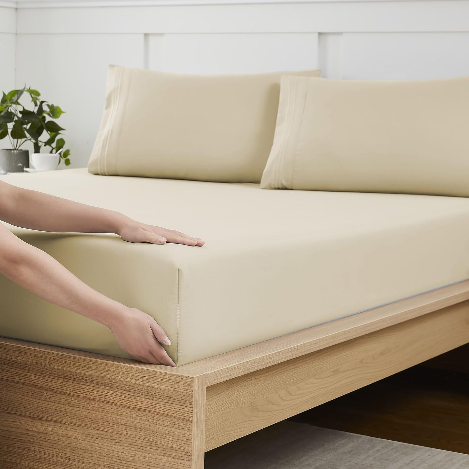 Amazon.com: Queen Fitted Sheet Only with Full Elastic & Built in Corner ...